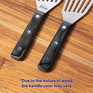 Fish Spatula - Stainless Steel Slotted Offset Food Turner with Pakka Wood Handle - Ideal Fish Flipper for Chefs