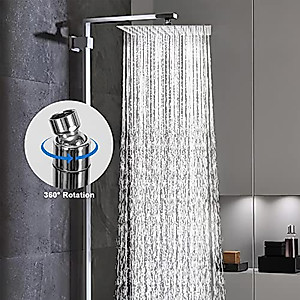 TOOGOU Modern Rain Shower Head, 12 inch, High Pressure, Stainless Steel, Self-Cleaning Nozzle, Easy Install, 1 Setting, Polished Finish