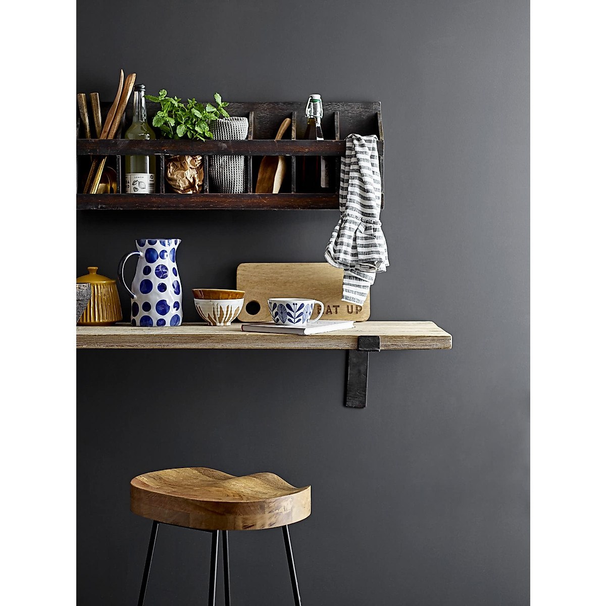 Creative Co-Op Eat Up Mango Wood Cutting Board, Brown