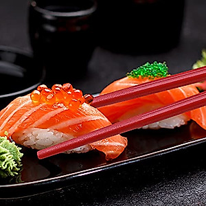 Chopsticks, GLAMFIELDS 5 Pairs Premium Reusable Multicolour Chopsticks for Sushi Japanese Matte Anti-slip Chop Sticks with Gift Case Lightweight Dishwasher Safe, 9.6 Inch