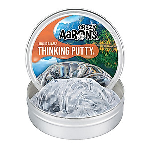 Crazy Aaron's Liquid Glass Thinking Putty 4 Inch Tin (3.2 oz) - See-Through Putty, Soft Texture - Never Dries Out