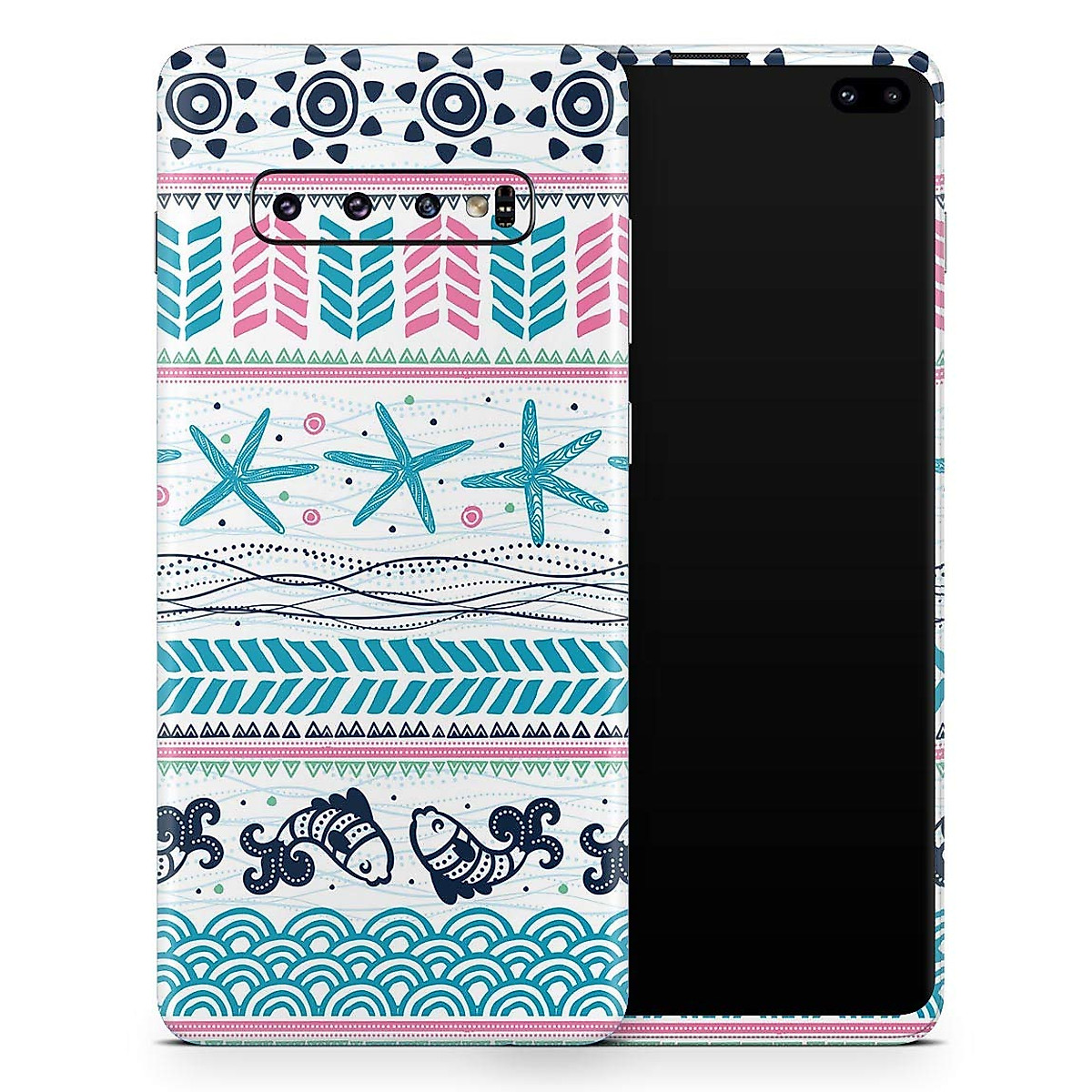 DesignSkinz Jumping Fish Repeating Pattern Protective Vinyl Decal Wrap Skin Cover Compatible with The Samsung Galaxy S20 (Screen Trim & Back Glass Skin)