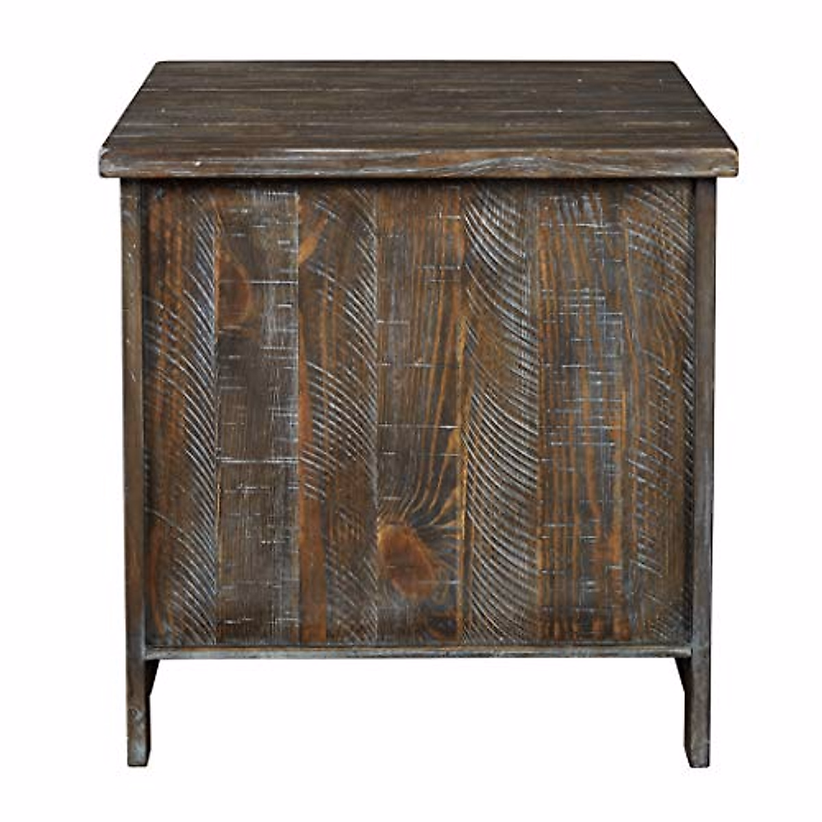 Signature Design by Ashley Danell Ridge Rustic Square End Table with Double Cabinet Doors and 1 Storage Shelf, Brown