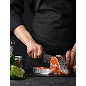 syvio Kitchen Utility Knife, 8 Inch Pro Kitchen Knife, High Carbon Stainless Steel Chef's Knives with Ergonomic Handle, Black