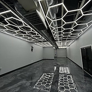 TRON Auto Lab 9X (Nine) Hexagon LED Light Kit, with Border Upgrade, Grid Series, Super Bright Daylight White 6500K, TRON-HEX-LIGHT-KIT-9XB