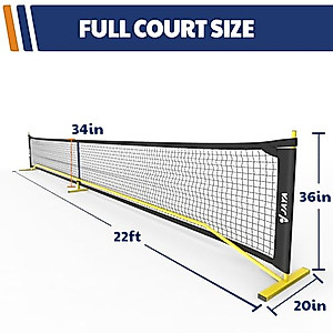 JAYA Portable Pickleball Net, IPF Standard 22FT, Steady Metal Frame, Easy Setup, Suitable for Driveways and Backyards Ginger Yellow with Black