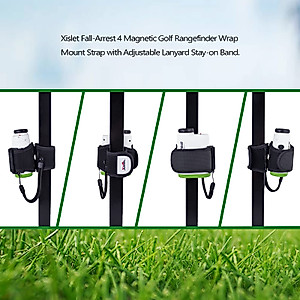 Xislet Fall-Arrest 4 Magnetic Golf Rangefinder Wrap Mount Strap with Adjustable Lanyard Stay-on Band for Golf Cart Railing Rangefinder Holder Attachment