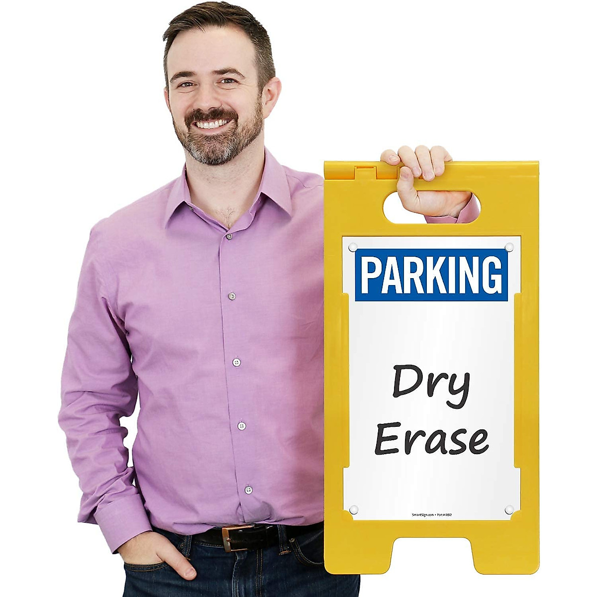 SmartSign - SF-0318-FB-25x12-DE "Parking" Blank Write-On Folding Floor Sign | 25" x 12" Plastic