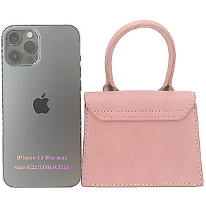 Nodeber Mini Crossbody Bag for Women Girls Synthetic Leather Flap Purse Styling Top-Handle Clutch Handbag Pink