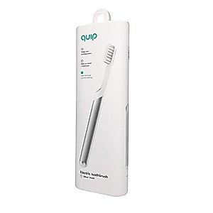 quip Adult Electric Toothbrush - Sonic Toothbrush with Travel Cover & Mirror Mount, Soft Bristles, Timer, and Metal Handle - Silver