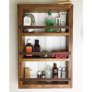 Mansfield Cabinet No. 101 - Solid Wood Spice Rack Cabinet Aged Barrel/Mustard Yellow