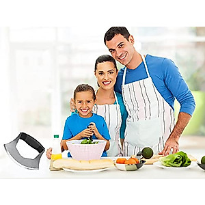 Mezzaluna Knife Salad Chopper, Stainless Steel Blade with Protective Cover - Ergonomic Anti-Slip Handle Vegetable Chopper Mincing Knife for Pizza, Cheese, Onion, Carrot, Pepper, Garlic, Vegetable