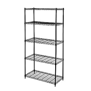 Seville Classics 5-Tier Black Epoxy Steel Wire Shelving, 30" W x 14" D x 60" H