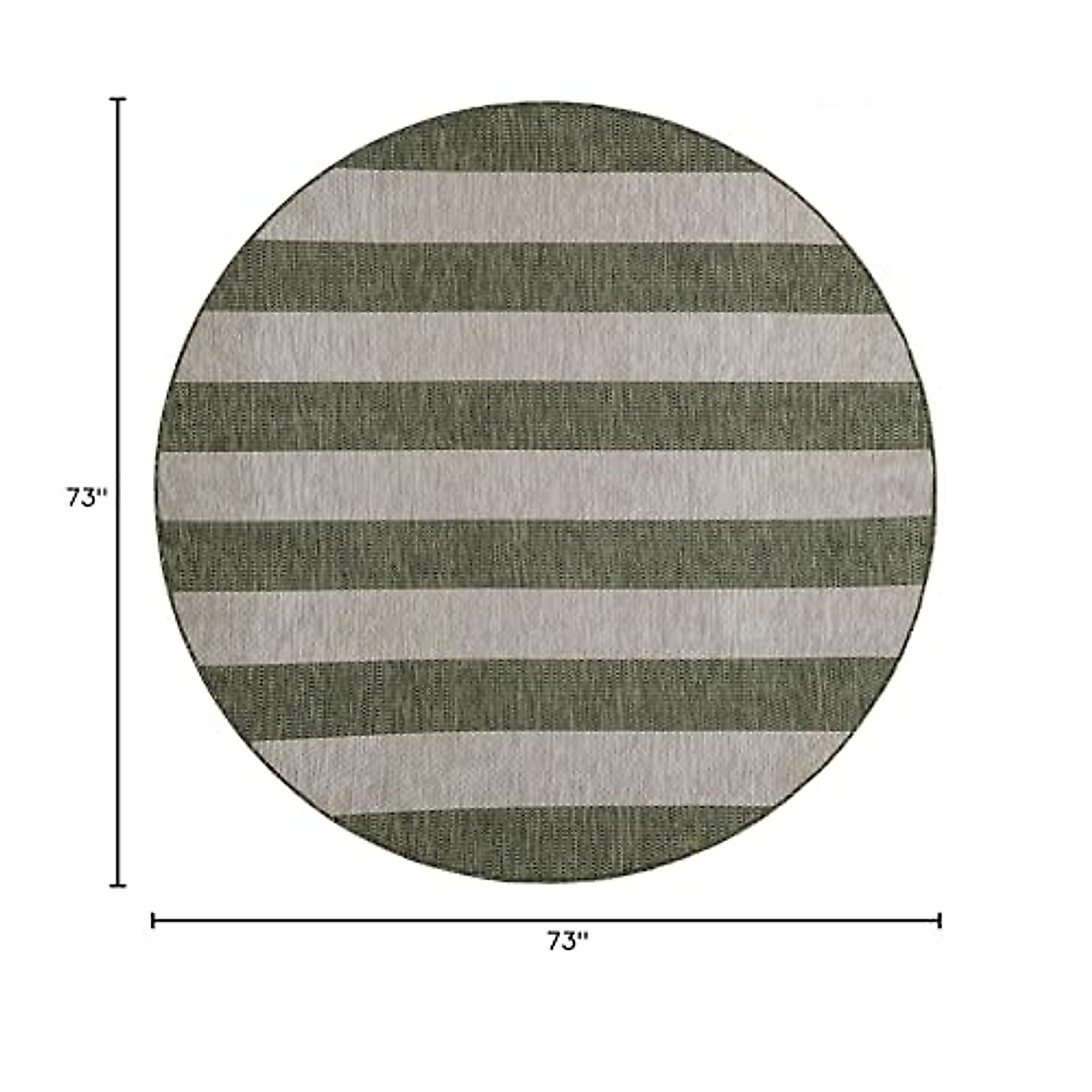 Unique Loom Outdoor Striped Collection Area Rug - Distressed Stripe (6' 1" Round Green/Gray)