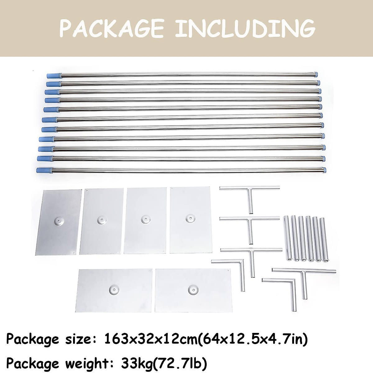 WUPYI Professional Backdrop Stand Pipe Kit,10'x50' Heavy Duty Background Support System Curtain Frame Telescopic with Steel Base for Wedding Party Photography Trade Show Display