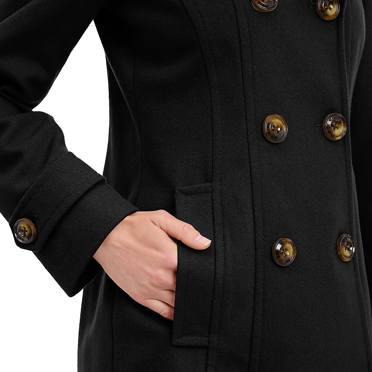 Classic Double Breasted Wool Coat Black