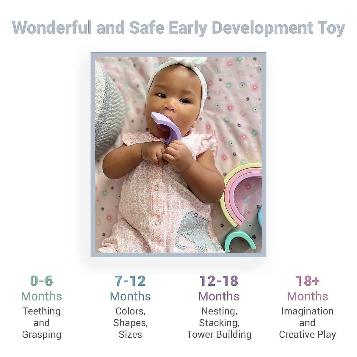 ANPEI Lelolo Silicone Baby to Toddler Rainbow Stacking Toy Silicone | from 0+ Months | Small