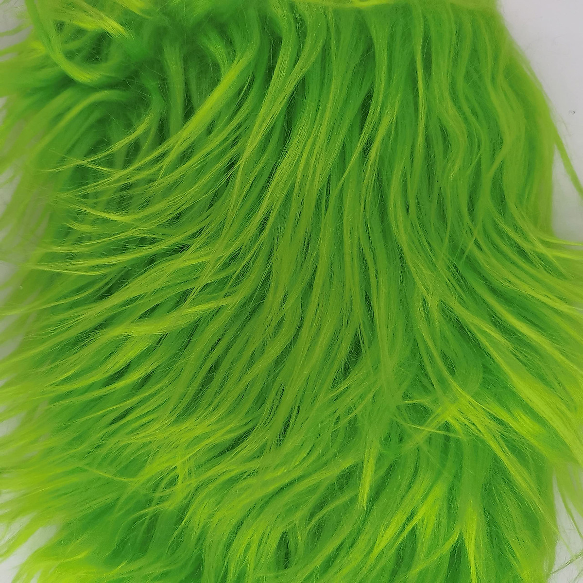 Shaggy Plush Faux Fur Fabric Precut Strips Fluffy Fuzzy Craft Fur for Gnomes Beard Hair Cosplay Costume Dwarf Decoration (Green, 8x60 inch)