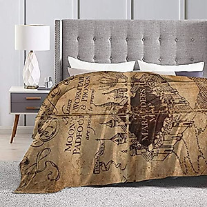 Fleece Throw Blanket for Couch Sofa or Bed, Mar-auders Map Soft Fuzzy Plush Blanket, Luxury Flannel Lap Blanket, Super Cozy and Comfy for All Seasons 80x60 inch