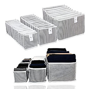 TY 6 Pcs Wardrobe Clothes Organizer , for Folded Closet Organizers and Storage Clothing Bedroom Jeans, white grey