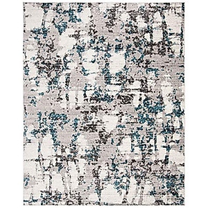 SAFAVIEH Skyler Collection Area Rug - 8' x 10', Grey & Blue, Modern Abstract Design, Non-Shedding & Easy Care, Ideal for High Traffic Areas in Living Room, Bedroom (SKY193B)