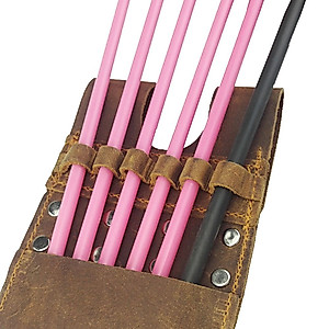 CHINA AMIER ARCHERY Back Pocket Arrow Quiver Horse Leather Pocket Quiver for Holding 6 Pieces Arrows (Brown)