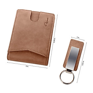 Blacaro - Fotenza Classic Leather Bifold Wallet for Men With ID Window - RFID Blocking - Keychain - Smart Design - Gift Box Wallet (Saddle)