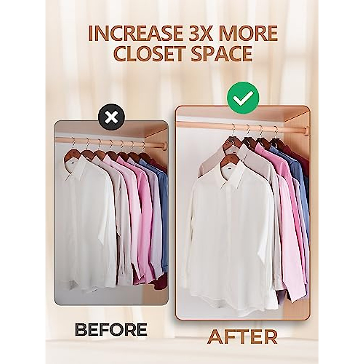 HOUSE DAY Space Saving Hanger Hooks 60 Pack, Black Clothes Hanger Connector Hooks, Heavy Duty Hanger Hooks Space Saver, Durable Hanger Connector Hooks, Premium Cascading Hanger Hooks for Closet