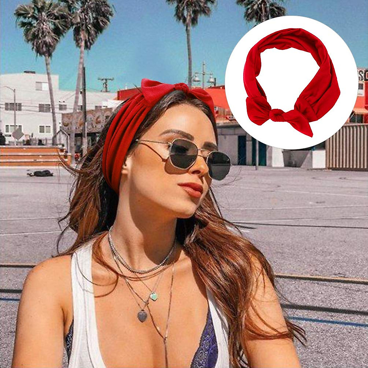 DRESHOW 6 PCS Adjustable Headbands for Women Knotted Headbands Elastic Non-Slip Fashion Hair Bands for Workout Sports Running Yoga