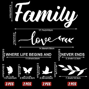 Mirror Family Wall Decor 3D Acrylic Wall Decal Stickers Family Letter Quotes Mirror Decor DIY Removable Wall Art Decals Motivational Butterfly Mural Stickers for Home Decor (Silver)