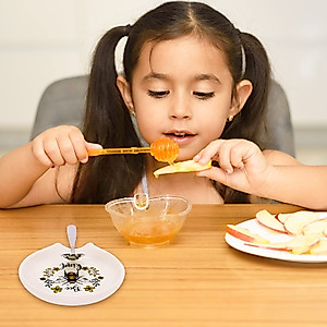 Whaline Bee Spoon Rest Kitchen Decoration Queen Bee Ceramic Coffee Spoon Holder Bee Kind Sauce Dishes Farmhouse Ring Dish for Kitchen Office Summer Bee Day Party Decor