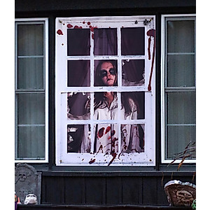 Halloween Window Decorations 31.5x47.2" Window Door Wall Cover Scary Halloween Decorations Indoor Outdoor Party Decor