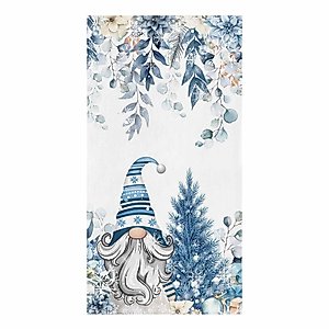 Eucalyptus Leaves Kitchen Towels,Absorbent Microfiber Kitchen Dish Hand Tea Bath Towel,Quick Dry Cleaning Cloth Dishclothes Decorative Sets, Christmas Berries Flower Pinecones Gnomes (1-PC, 18x28)