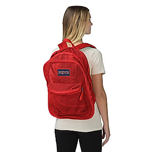 JanSport Mesh Pack - See Through Backpack, Red Tape