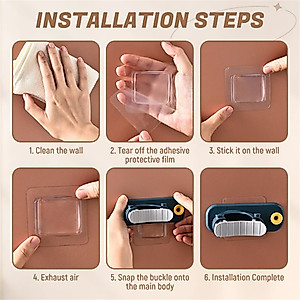 NEIMENG 2024 New Self Adhesive Mop Holder Broom Holder No Drill Wall Mounted Mop and Broom Holder with Hook Hanger for Mop Broom Tool Brush Towel Storage (2pcs),Beige