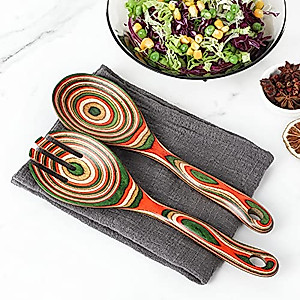Salad Tongs, Wooden spoons, Salad Tongs for Serving, WOSPONFAN 12-inch Pakkawood Serving Utensils Set Salad Servers Set Kitchen Cooking Utensil