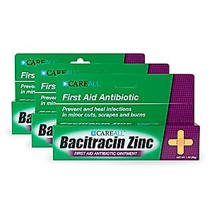 (3 Pack) CareALL 1oz Bacitracin Antibiotic Zinc Ointment. First Aid Ointment to Prevent and heal infections for Minor cuts, scrapes and Burns.