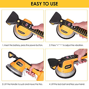 Tile Vibration Leveling Machine, Mellif Tiler Vibrator Tool for Dewalt 20V Max Battery (NOT Included) with Ten Adjustable Speed & Suction Cup & Digital Display & Lock Design for Floor | Tile | Wall