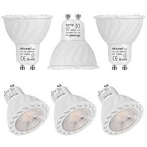 DiCUNO ProOE GU10 LED Bulb High CRI 98, 50W Halogen Equivalent, Flicker-Free Eye-Protection, Warm White 3000K, 5W GU10 Spotlights Bulbs 350LM Non-dimmable for Track, Recessed Lighting, 6 Pack
