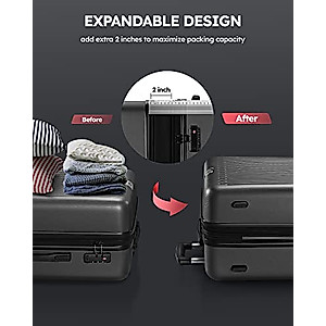 Luggage Expandable Suitcases With Wheels, Hardside Lightweight Carry-on Luggage 20 inch