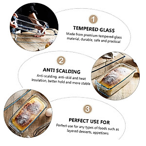 Cabilock Tempered Glass Plate Baking Pan Rectangular Cake Plate Glass Salad Dish Food Serving Plate Dishwasher Safe Easy to Clean