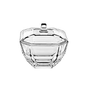 Barski - European Glass - Octagon - Covered Candy - Nut- Chocolate - Jewelry Box - 4.3" Diameter - Made in Europe