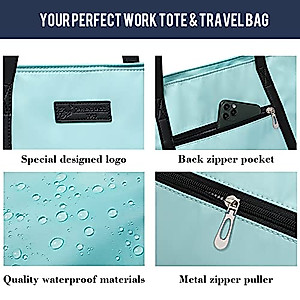 Tote Bag for Women, Teacher Work Tote Bags fit 15.6 Inch Computer Shoulder Office Satchel Bag Large Zippered Totes Travel Purse Lightweight Beach Handbag Waterproof