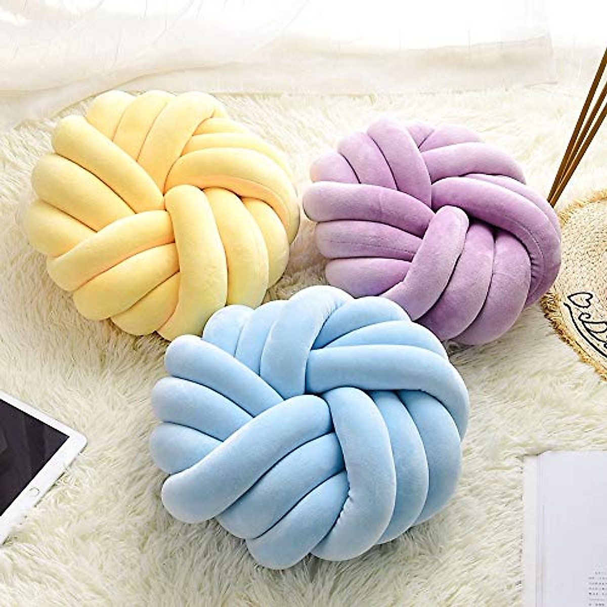 Youjiayi Knot Pillow 14X14 Velvet Christmas Decorative Throw Pillows Knotted Pillows for Couch Chair Cushion Sofa Garden Lumbar Car Throw Pillows