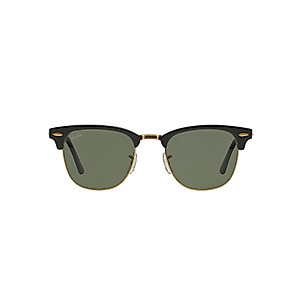 Ray-Ban RB3016 Clubmaster Sunglasses (51 mm, Solid Black G15 Lens Non-Polarized Lens)