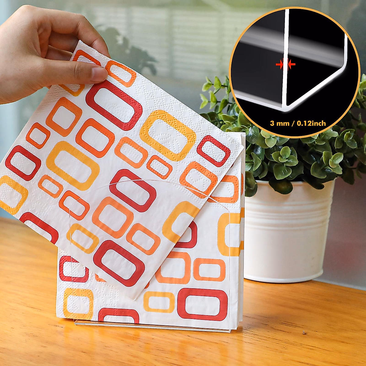 Kamehame 2Pcs Acrylic Napkin Holders for Tables Clear Napkin Dispenser Vertical Freestanding Napkin Stand