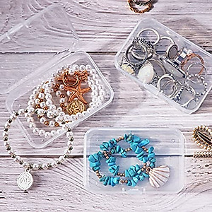 Qeirudu 24 Pcs Mixed Sizes Rectangle Mini Plastic Containers - 4 Mixed Small Craft Storage Boxes with Hinged Lids Clear Bead Organizer for Jewelry Findings, Office Supplies and Game Pieces