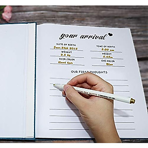 Vienrose Baby Photo Album Self Adhesive Memory Book 4x6 Magnetic Scrapbook Kit with Clean-Touch Ink Pad Handprint Footprint and A Metallic Pen for Boy/Girl 2 Windows 40 Pages Grey