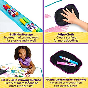Crayola Color and Erase Mat, Travel Coloring Kit, Gift for Kids, Ages 3, 4, 5, 6