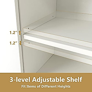 LOKO Modern White Buffet Cabinet, Kitchen Storage Cabinet with 2 Drawers, 3-Door Cabinets & Adjustable Shelf, Pantry Cupboard Sideboard for Varied Scenes, 42 x 13.5 x 33.5 inches